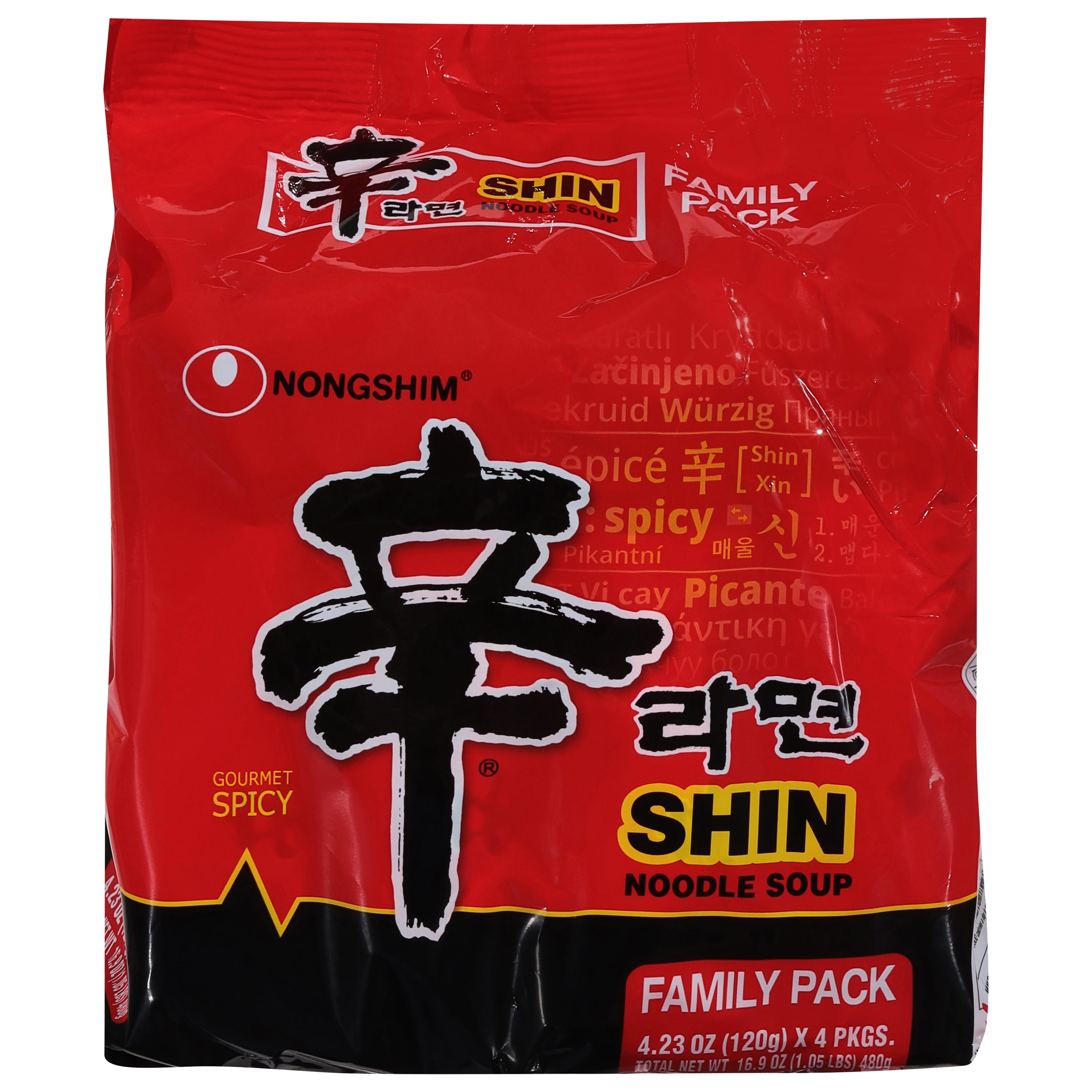 Nong Shim Shin Ramyun Noodles Family Size 16.9 oz (Pack Of 4) - Walmart.com