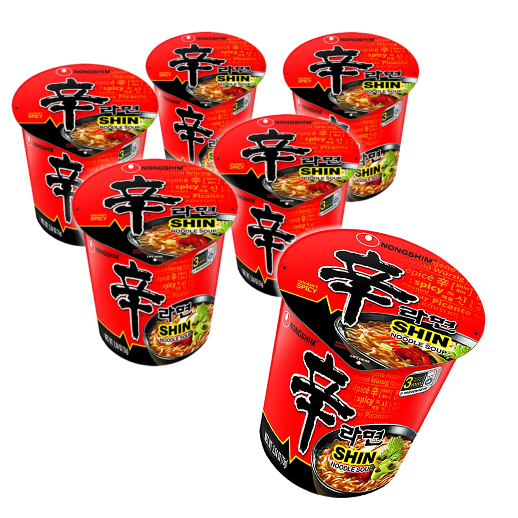 NongShim Premium SHIN Ramen Red Classic Korean Instant Cup Noodle (6 ...