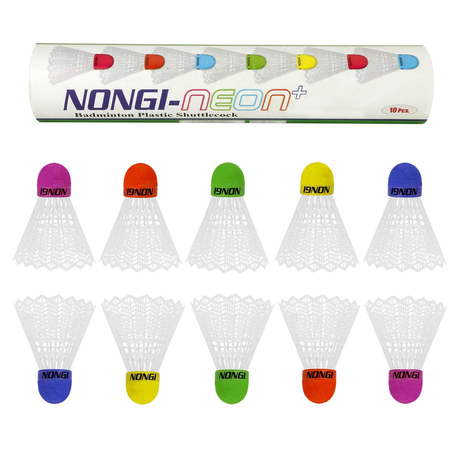 Nongi Neon Plus Badminton Shuttlecocks for Outdoor and Indoor Sports ...