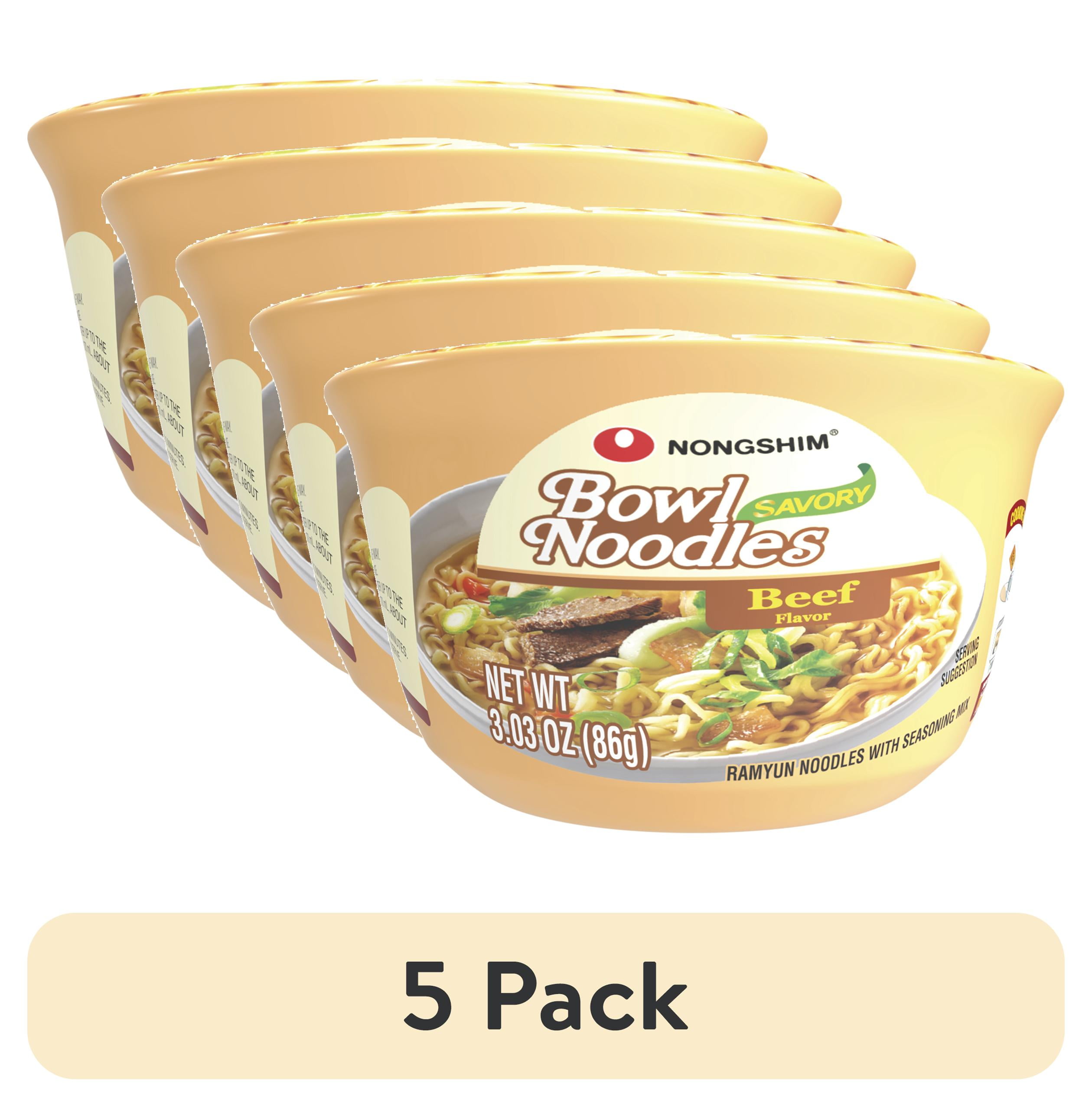 (5 pack) Nongshim Bowl Noodle Savory Beef Ramyun Ramen Noodle Soup Bowl ...
