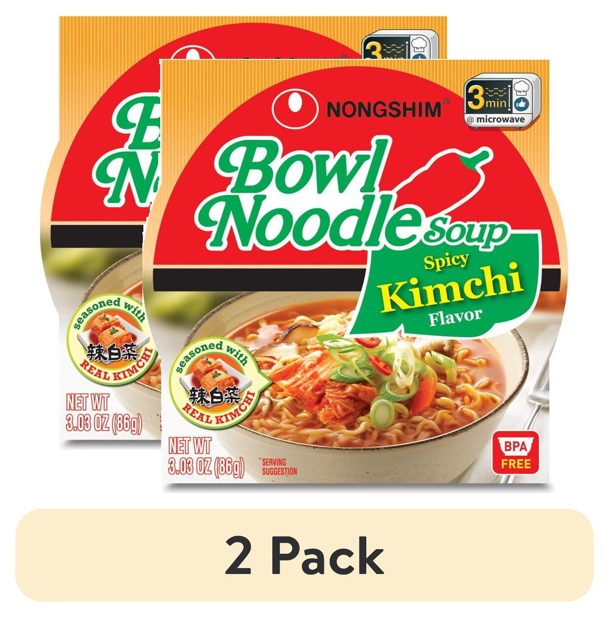 (2 pack) Nongshim Bowl Noodle Spicy Kimchi Ramyun Ramen Noodle Soup ...