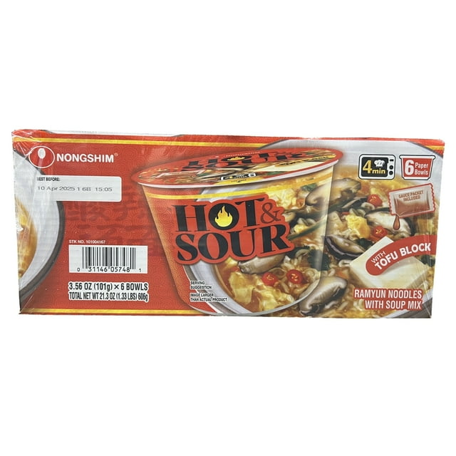 Nongshim Hot and Sour Noodle Bowl, 3.56 Ounce (Pack of 6) - Walmart.com