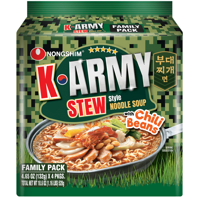 Nongshim K-Army Stew Chili Bean Ramen Noodle Soup, 4.65oz, 4 Count ...