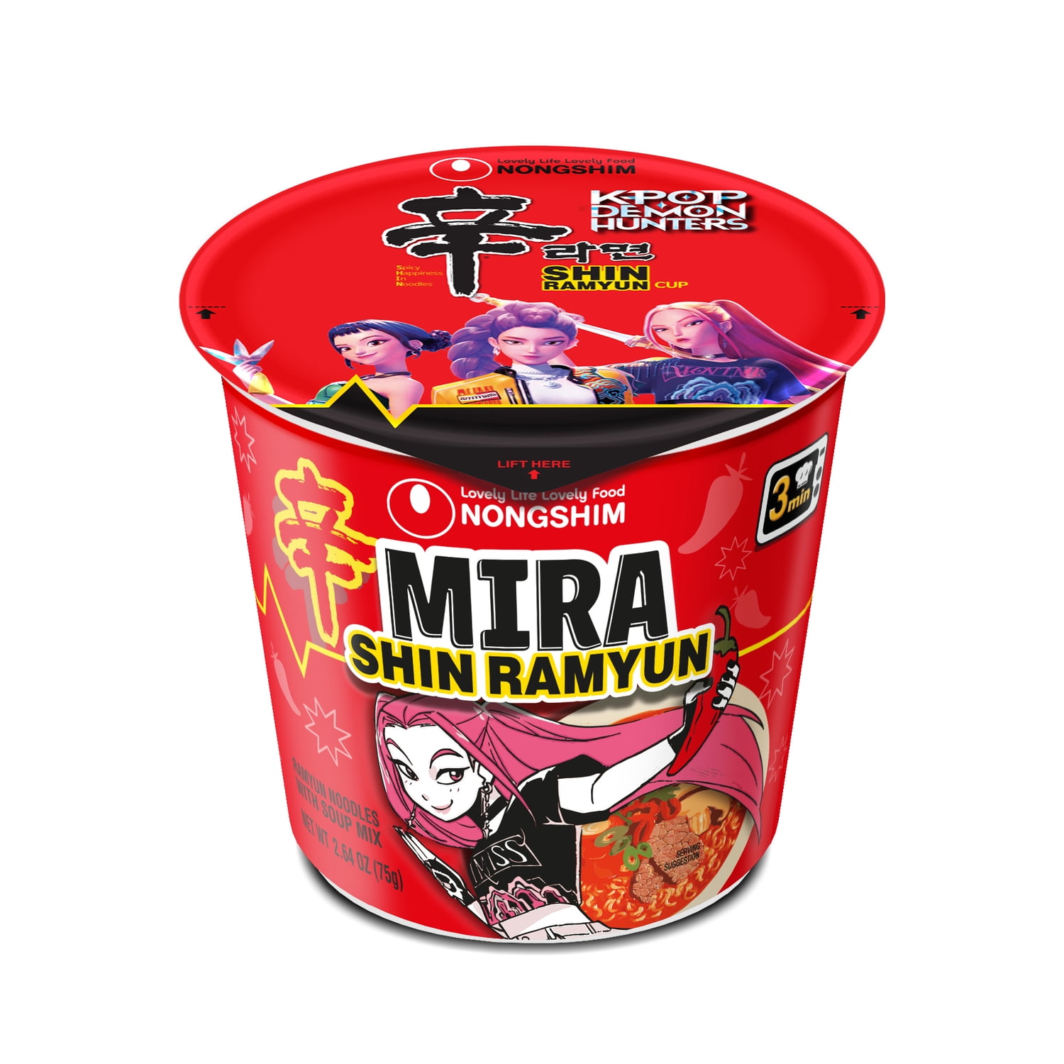 Nongshim K-Pop Demon Hunters Mira Shin Ramyun Spicy Beef Ramen Noodle ...