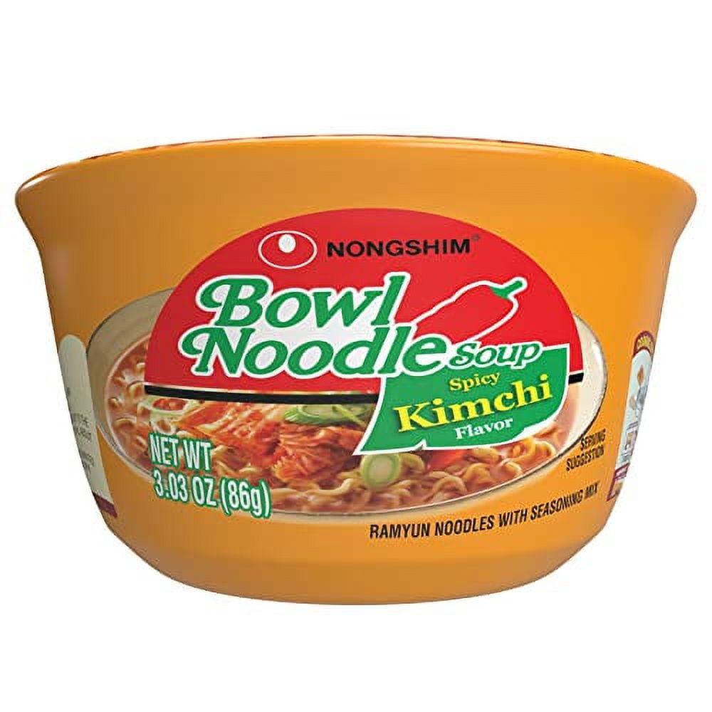 Nongshim Kimchi Instant Ramen Noodle Soup Bowl, 6 Pack, Korean Ramyun ...
