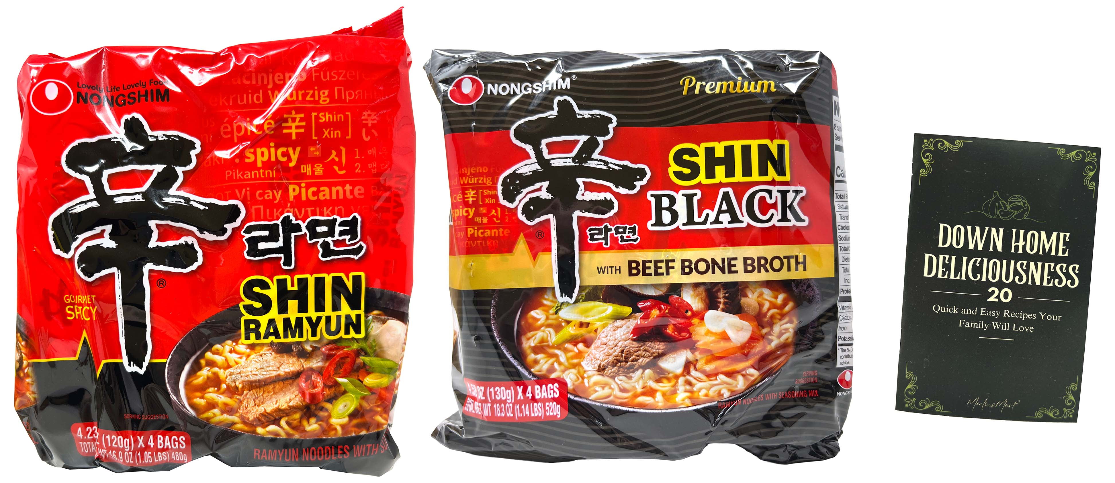 Nongshim Premium Ramen Shin Noodle Soup Variety: Black Beef, Ramyun ...