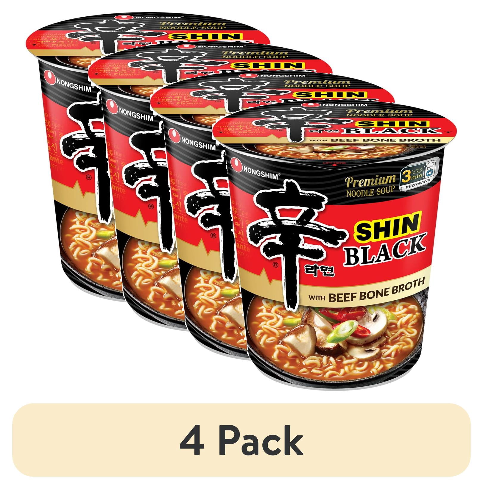 (4 pack) Nongshim Shin Black Spicy Beef & Bone Broth Ramyun Premium ...