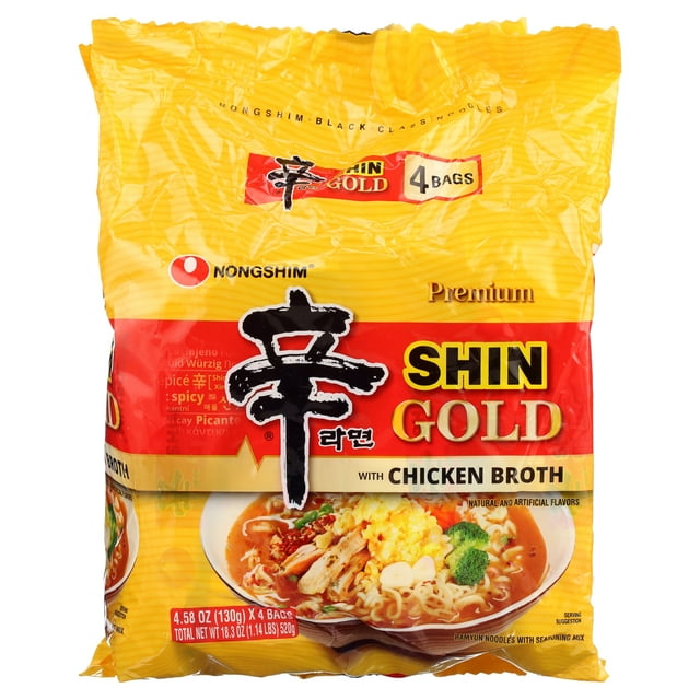 Nongshim Shin Gold Spicy Chicken Broth Ramyun Premium Ramen Noodle Soup ...