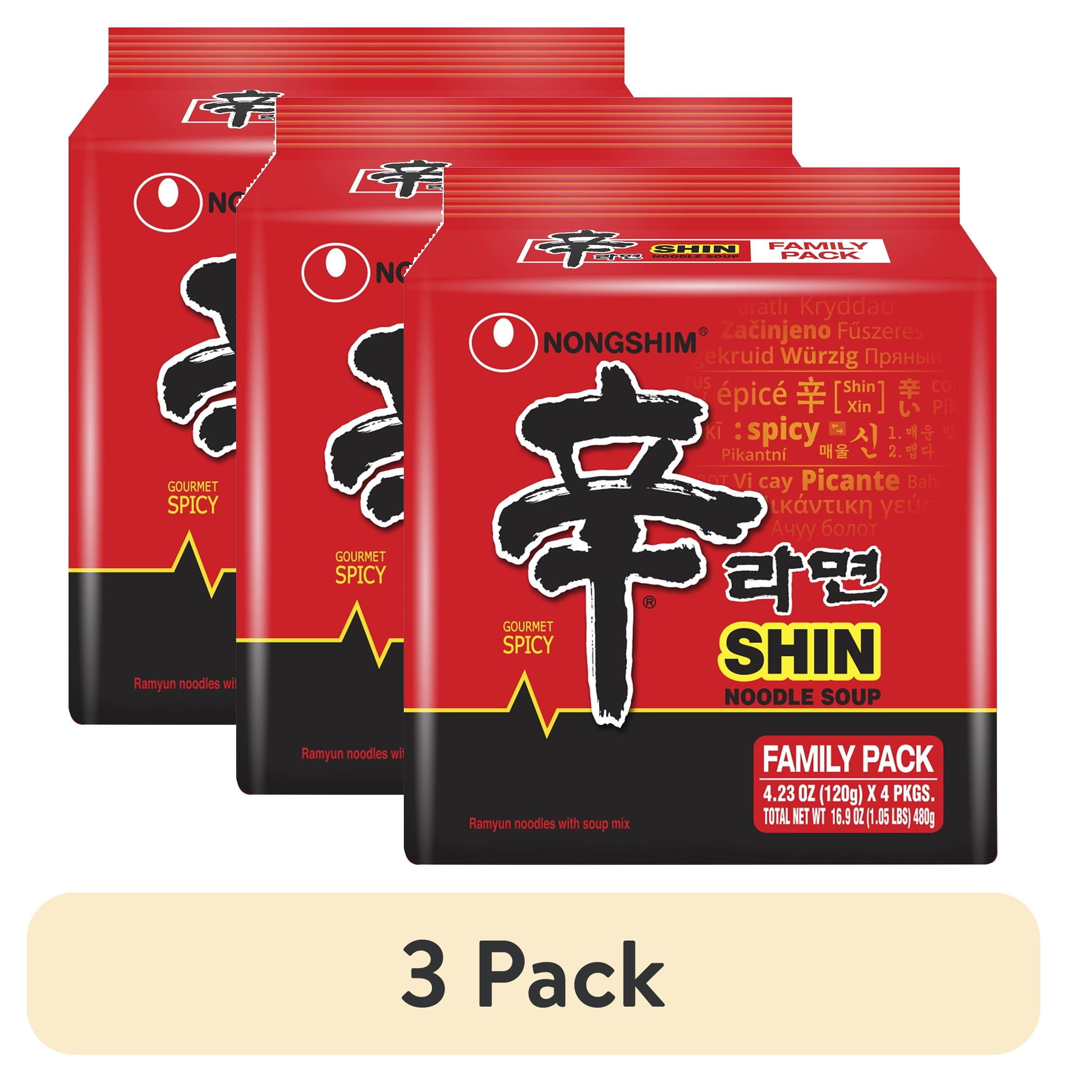 (3 pack) Nongshim Shin Ramyun Spicy Beef Ramen Noodle Soup Pack, 4.2oz ...