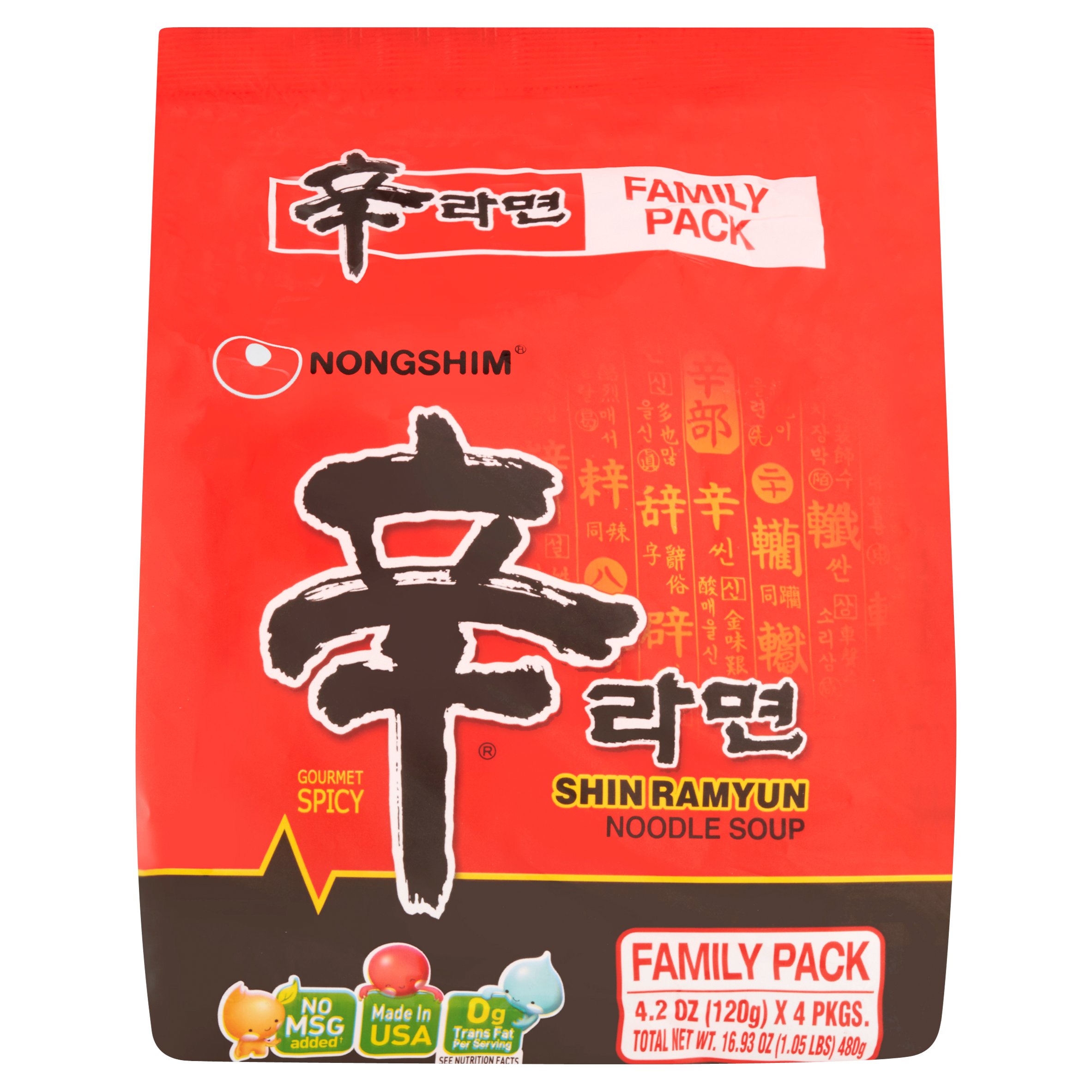 Nongshim Shin Ramyun Spicy Beef Ramen Noodle Soup 402 Oz 18 Count