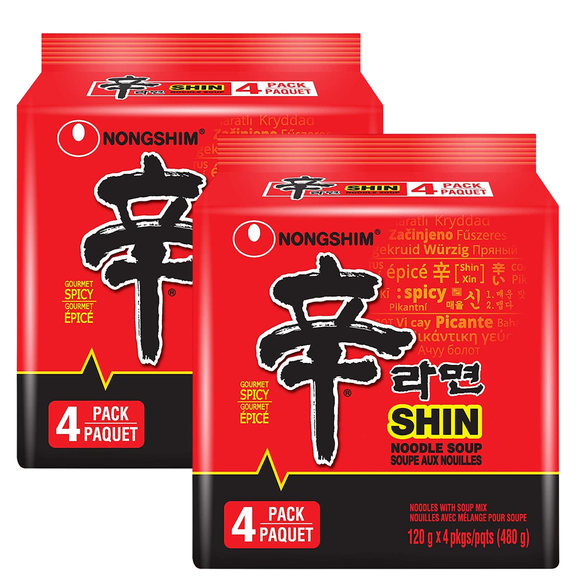 Nongshim Shin Ramyun, Spicy Beef Ramen Noodle Soup Soft Chewy & Bouncy ...