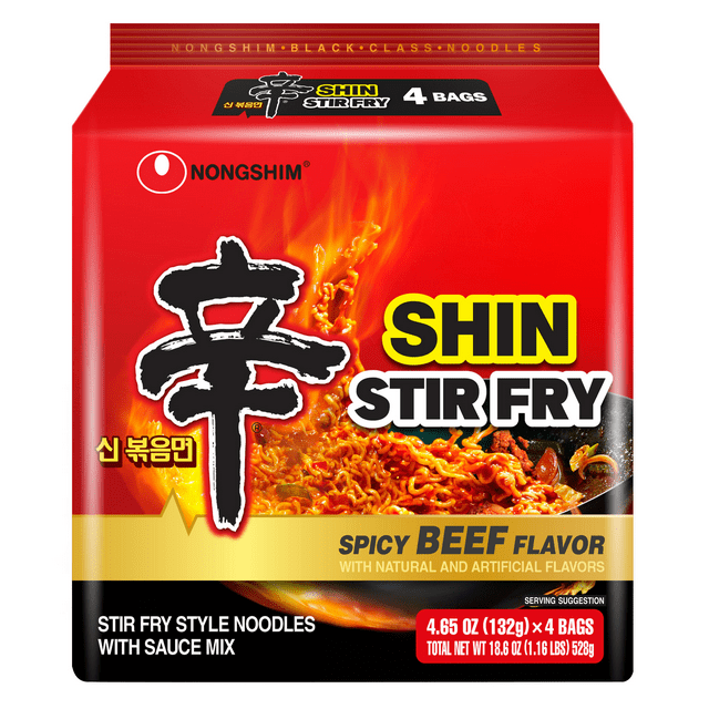 Nongshim Shin Stir Fry Spicy Beef Ramen Noodle Pack, 18.6oz x 1 Count ...