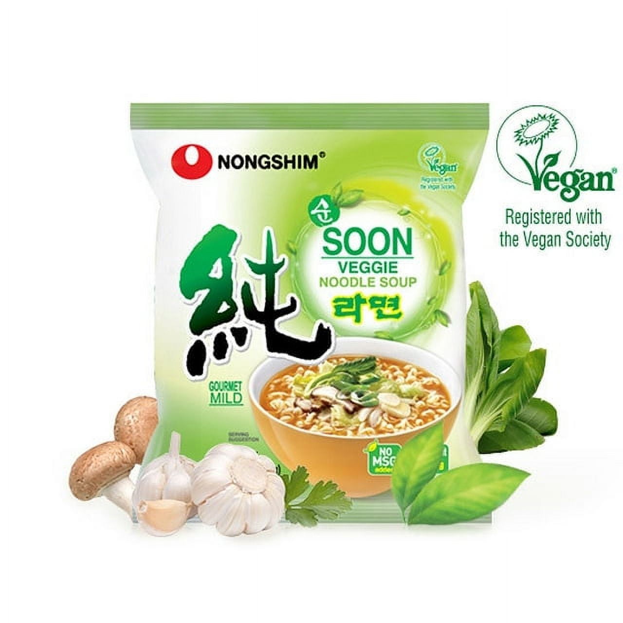 Nongshim Soon Veggie Savory Vegan Ramyun Ramen Noodle Soup Pack, 3.95oz ...