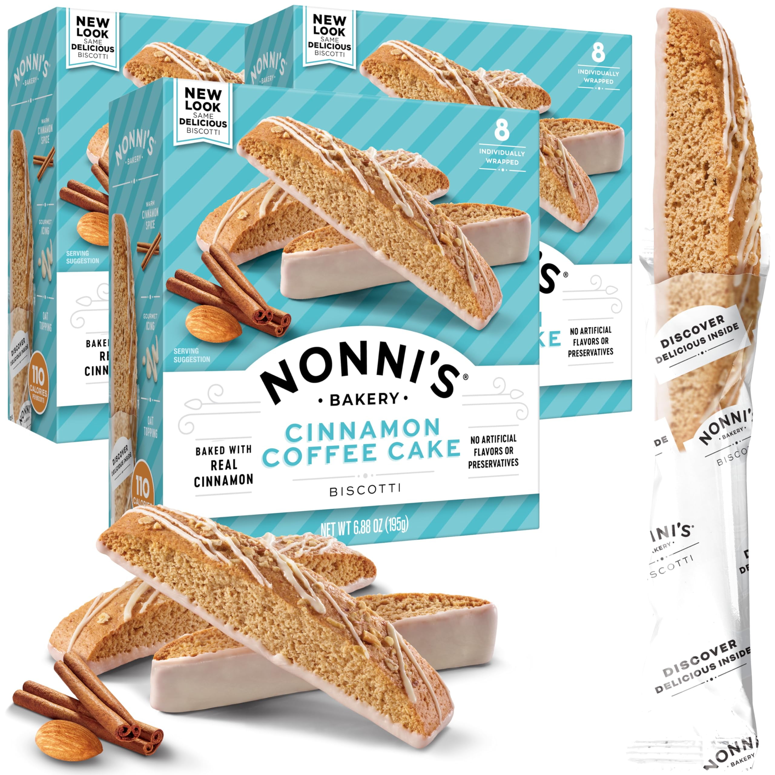 Nonni's Cinnamon Coffee Cake Biscotti Italian Cookies - 3 Boxes Italian ...
