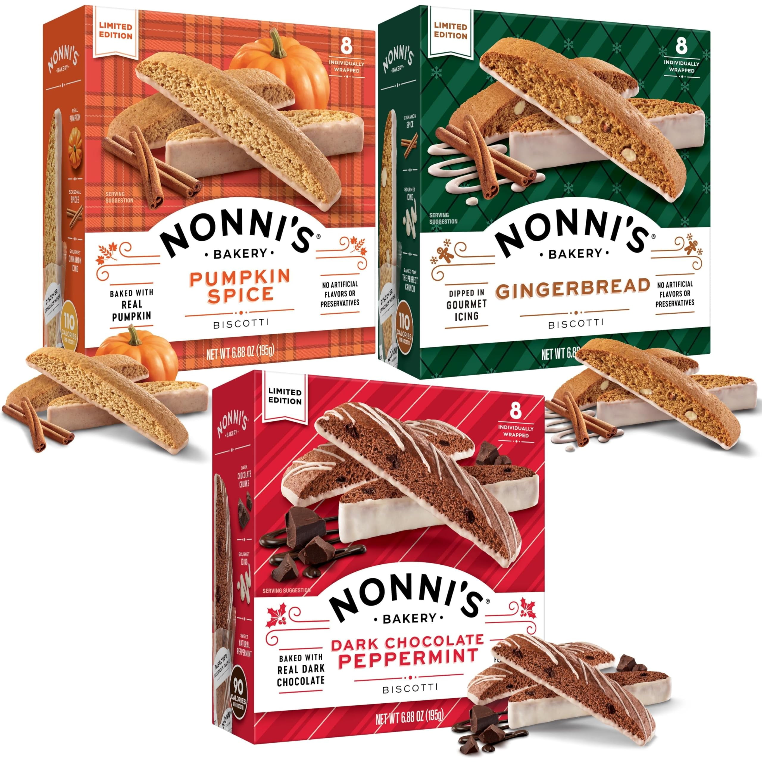 Nonni's Holiday Italian Biscotti HHA1 3 Boxes Christmas Dark Chocolate ...