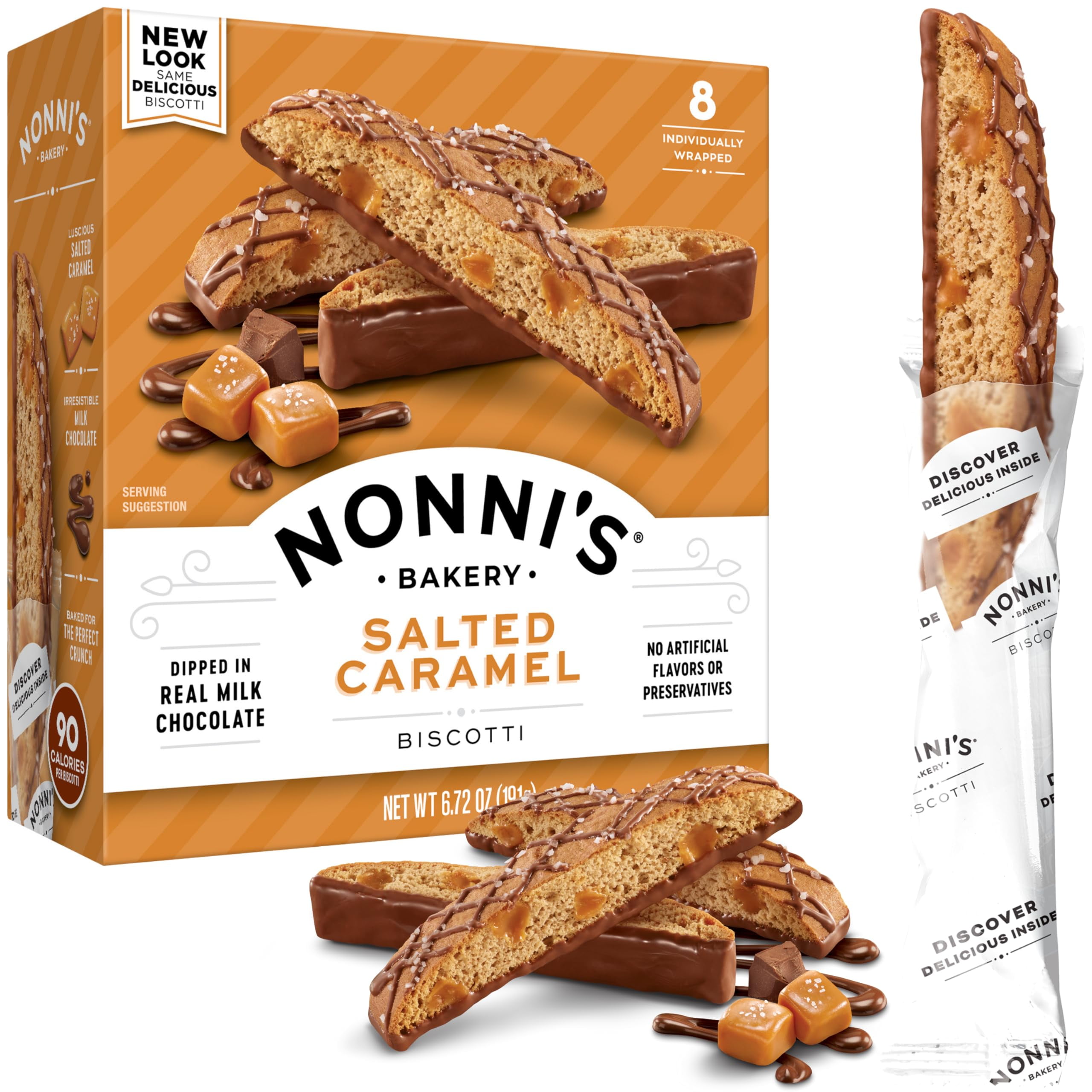 Nonni's Salted Caramel Biscotti Italian Cookies - Biscotti Individually ...