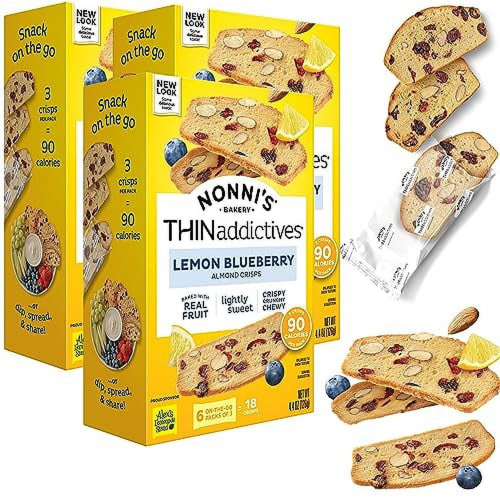 Nonni's THINaddictives Almond Thin Cookies - 3 Boxes Lemon Blueberry ...