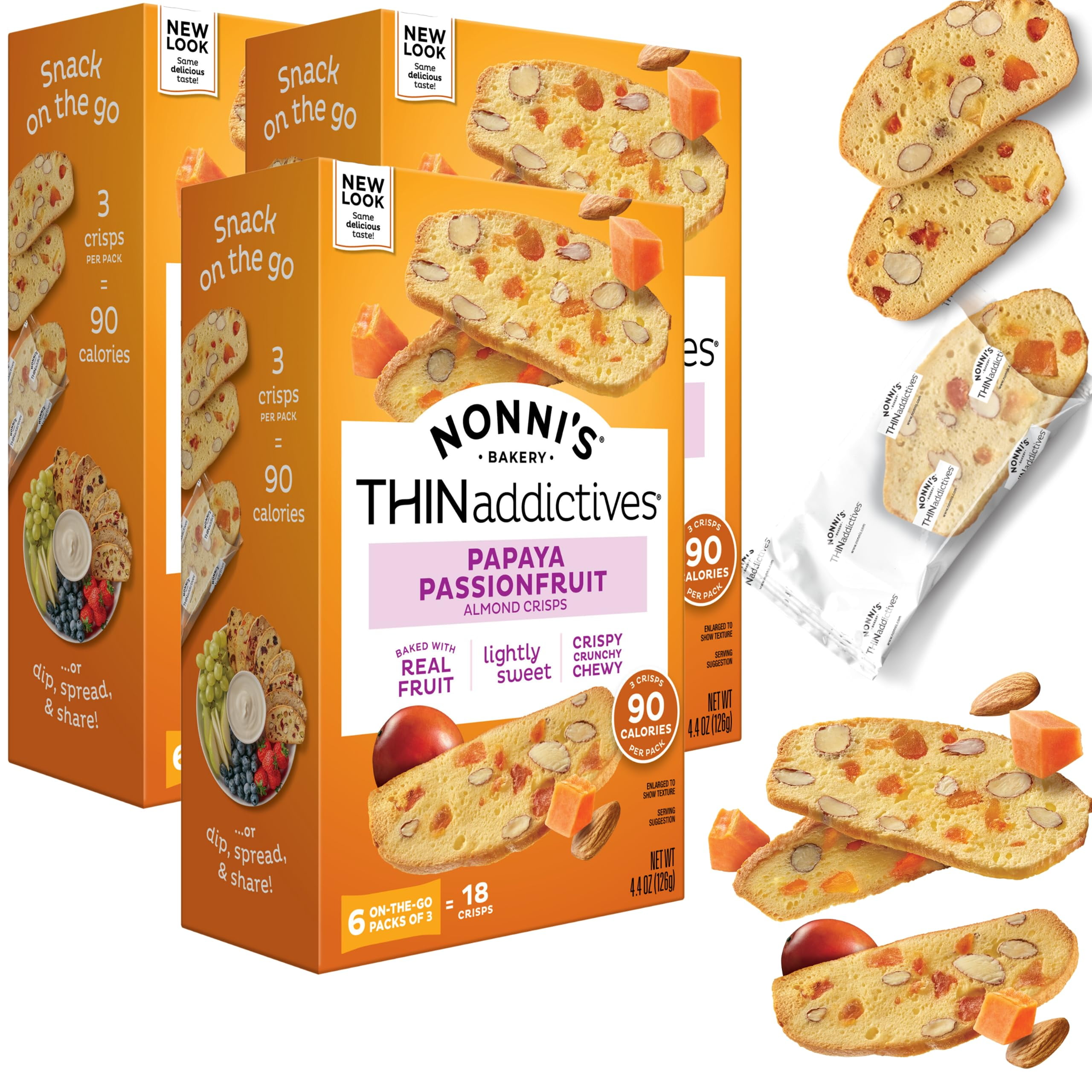 Nonni's THINaddictives Almond Thin Cookies - BSL1 3 Boxes Papaya ...