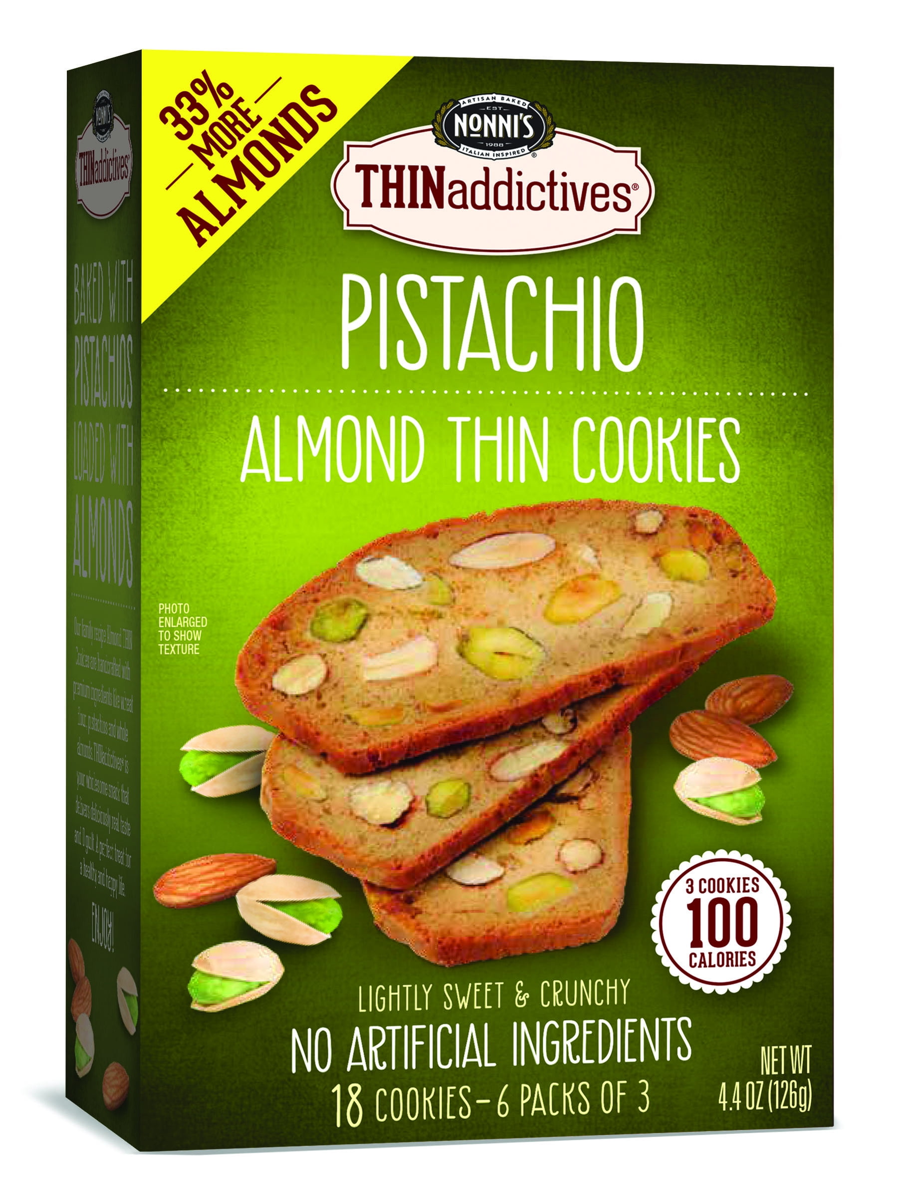 Nonni's THINaddictives Pistachio Almond Thin Cookies, 18 count, 4.4 oz ...