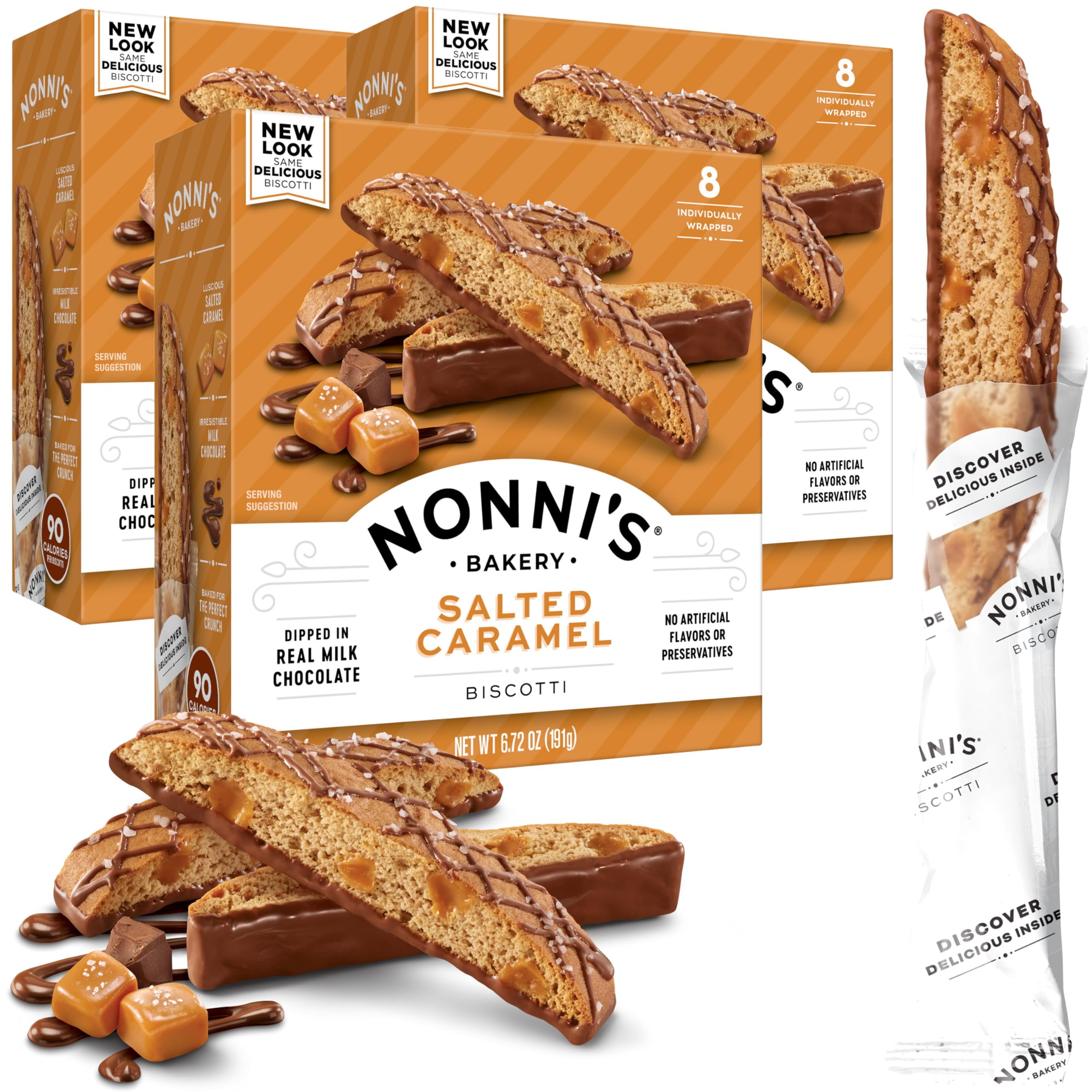Nonnis Salted Caramel Biscotti Italian Cookies - 3 Boxes - Biscotti ...