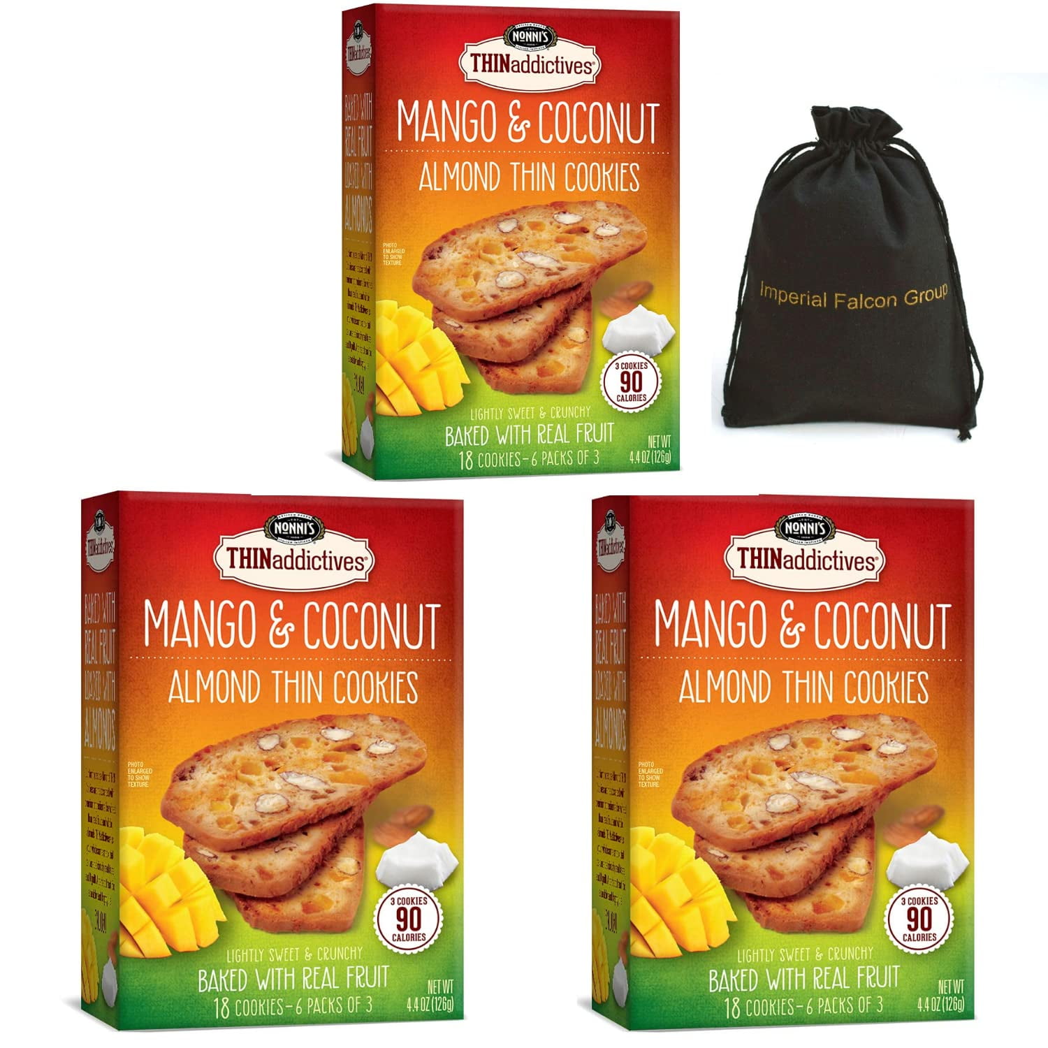 Nonnis THINaddictives, Thin Cookies, Mango Coconut Almond, 3 Count, 4.4 ...