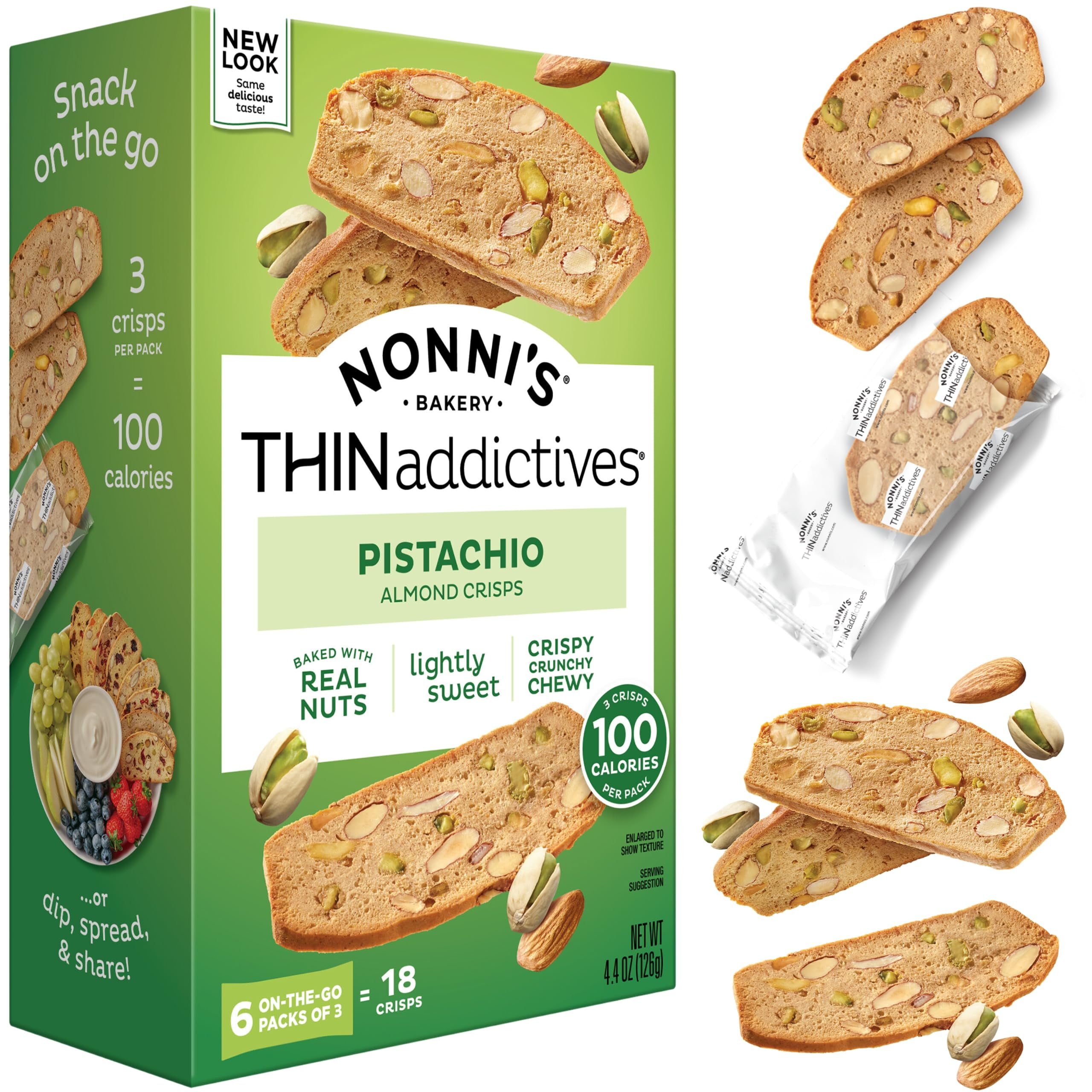 Nonni's Thin Addictives Pistachio Almond Crisps, 4.4 Ounce ...