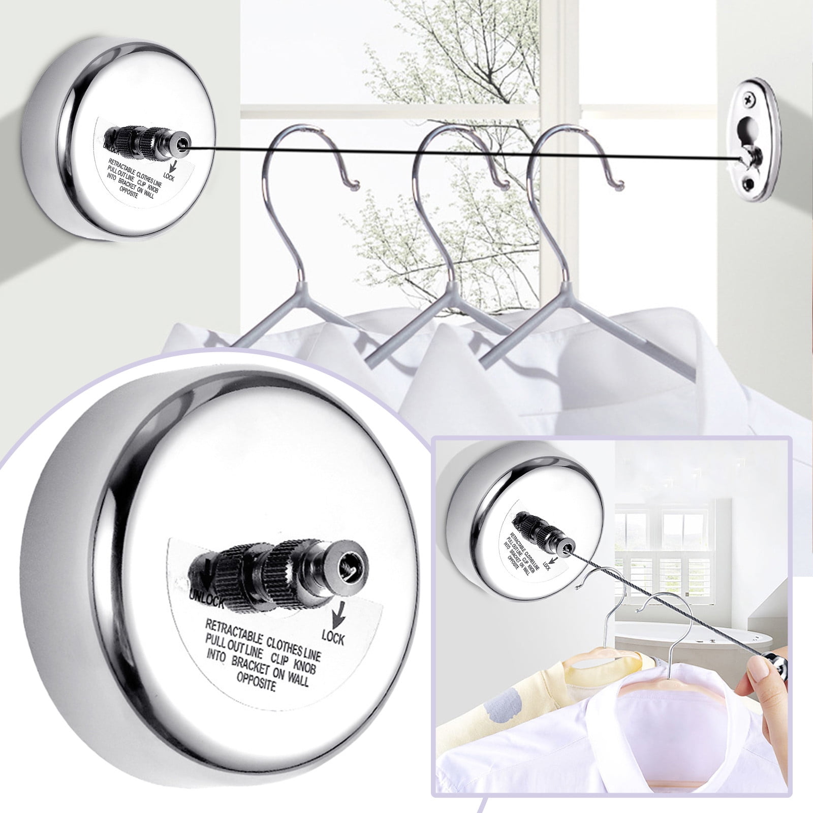 Nonpunching Clothesline Indoor Telescopic Stainless Steel Wire ...