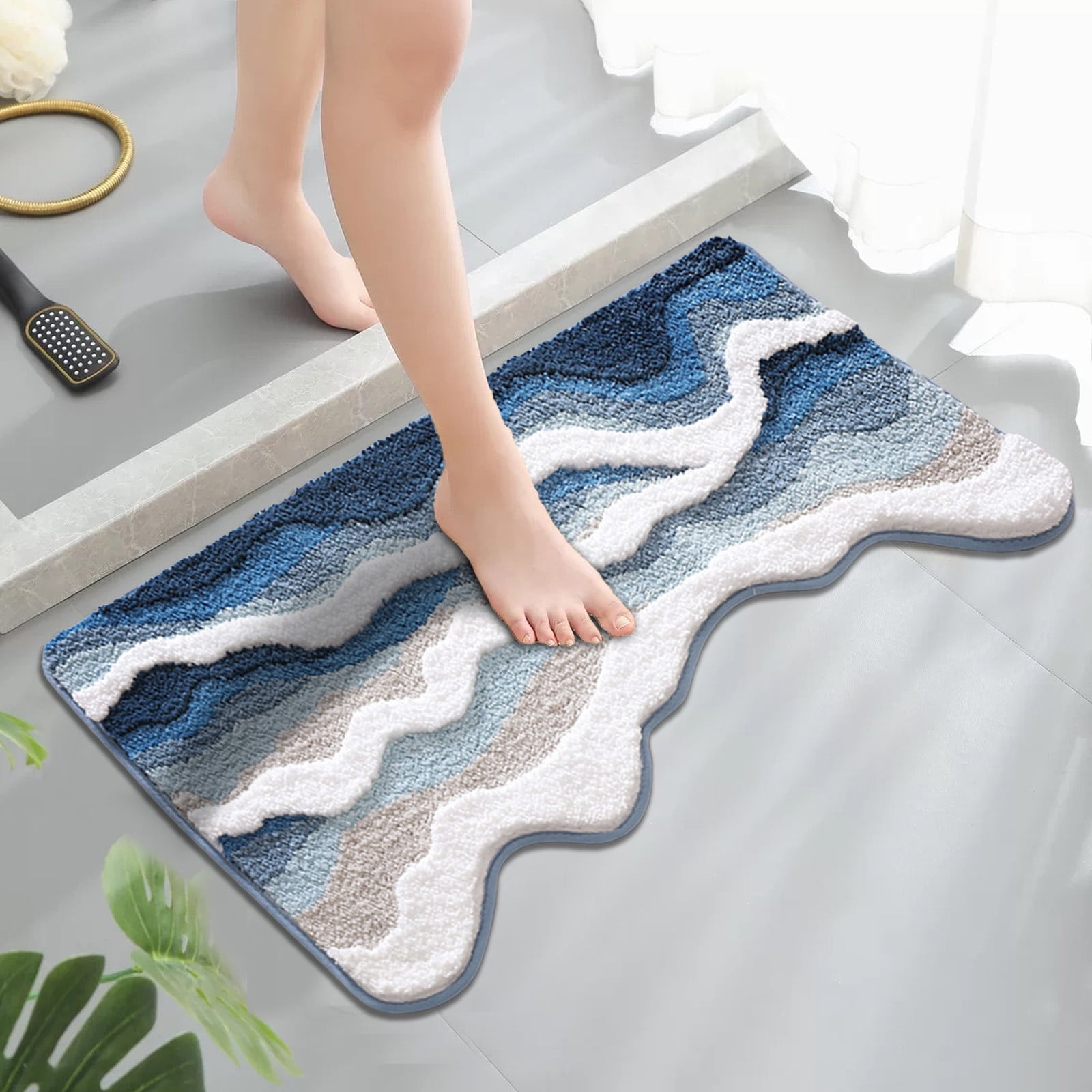 Nonslip Bathroom Rugs Ocean Bath Mat Cute Soft Absorbent Coastal ...