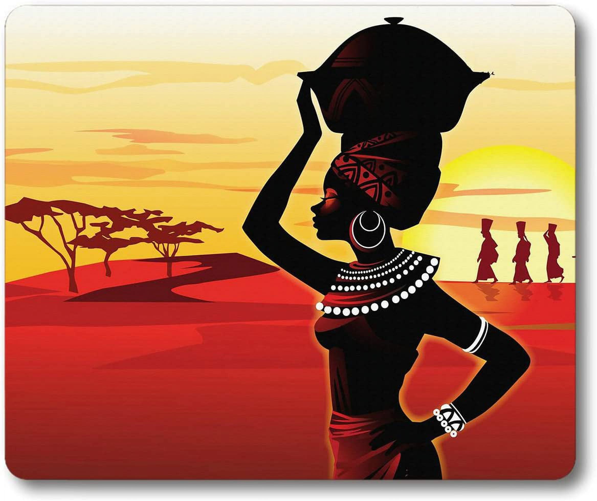 Nonslip Gaming Mouse Pad Custom,African Woman Mouse Pad (Red Yellow ...