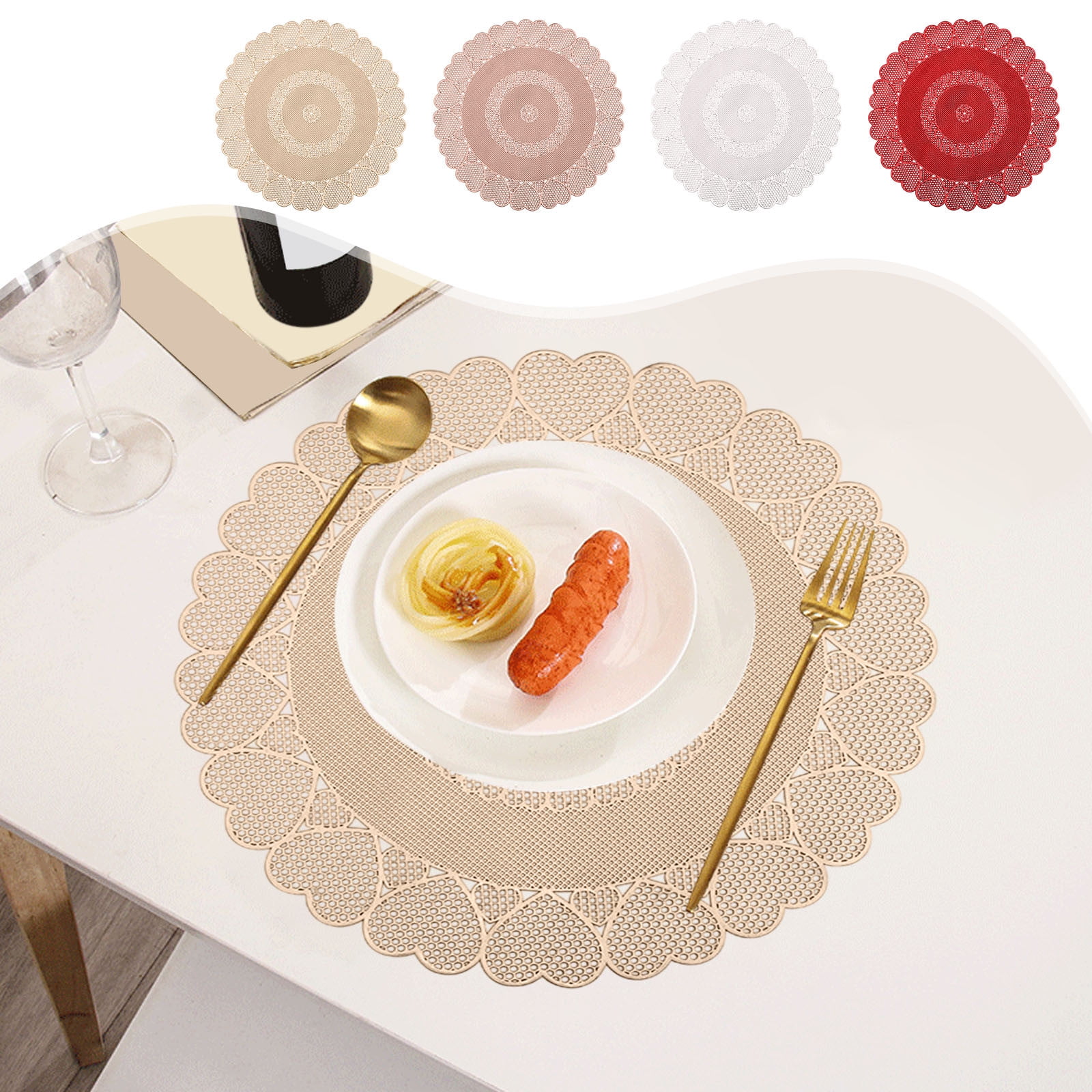 Nonslip Heat Resistant PVC Placemat | Hollow Circle Dinner Mat ...
