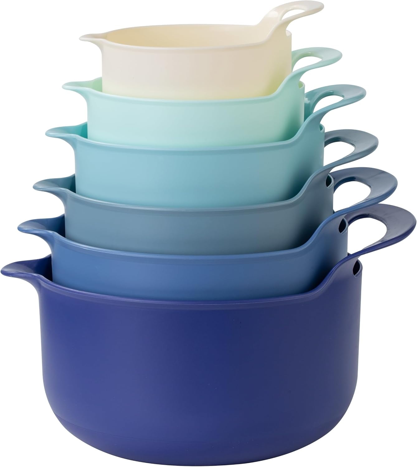 COOK WITH COLOR Plastic Mixing Bowls with Pour Spouts, Handles and Non ...