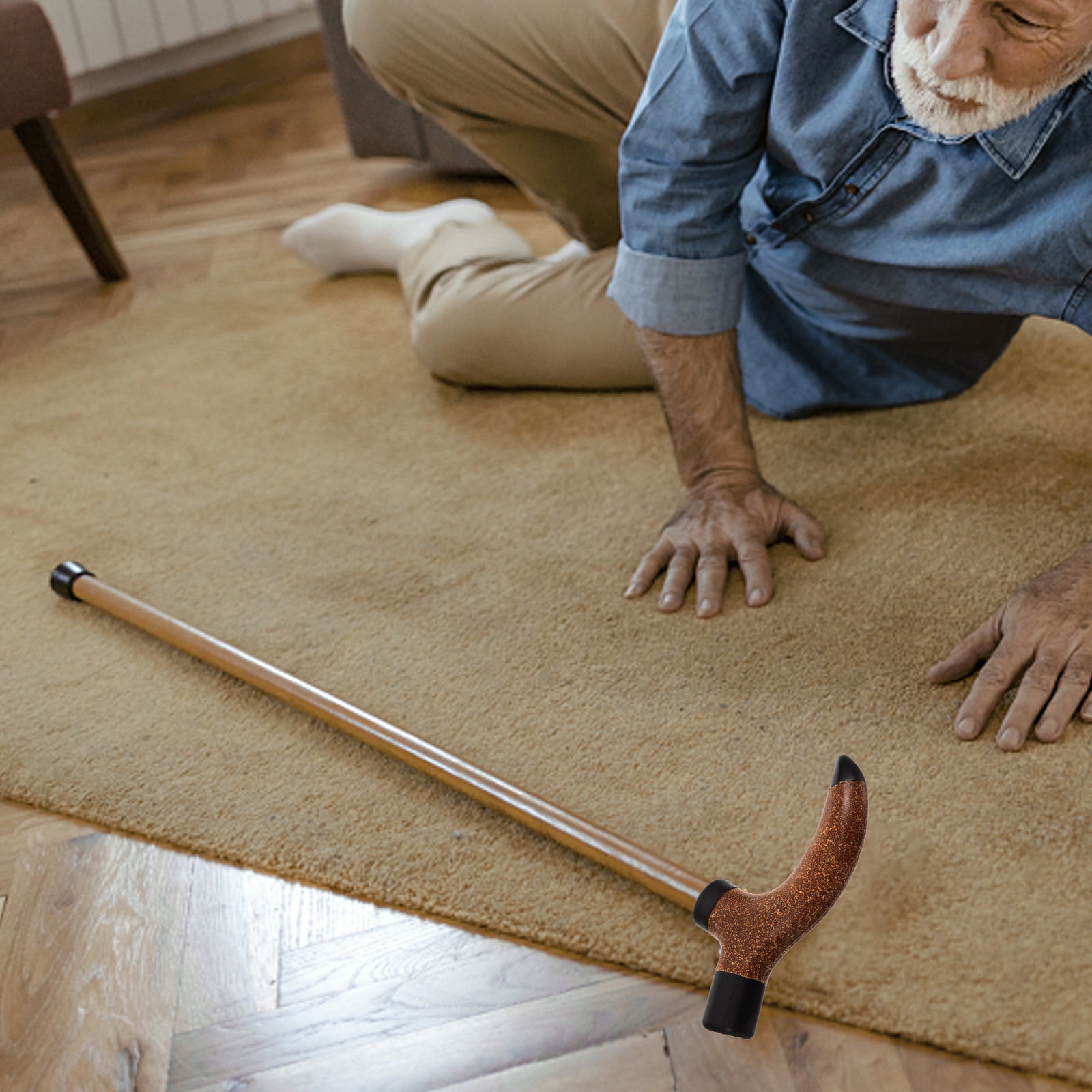 Nonslip Ski Pole Handle Hiking Pole Handle Grip Wood Trekking Rod Wood ...