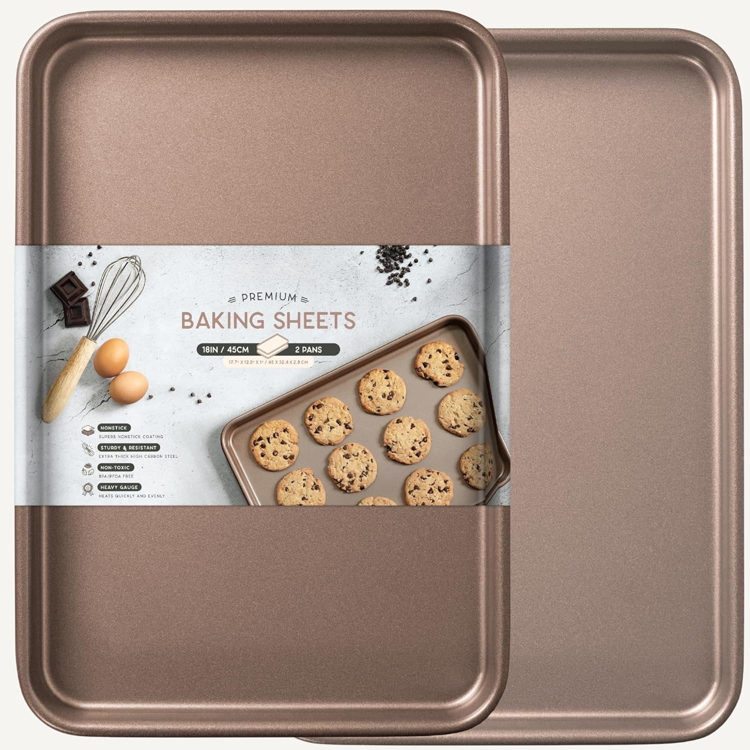 Nonstick 18-inch Half Baking Sheet 2- | Extra Thick Sheet Pan | Warp ...
