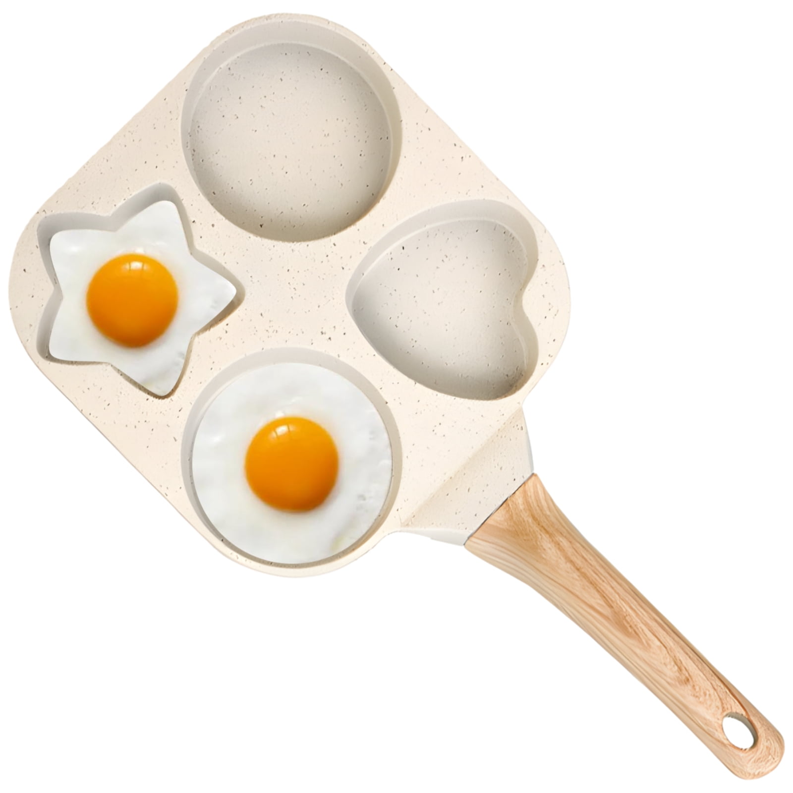 Nonstick 4 Egg Frying Pan, Heart Star Shaped Breakfast Skillet, Quick ...