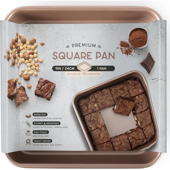 Nonstick 9x9 Baking Pan | PFOA & Non 9 x 9 Inch Cake & Brownie Pan ...