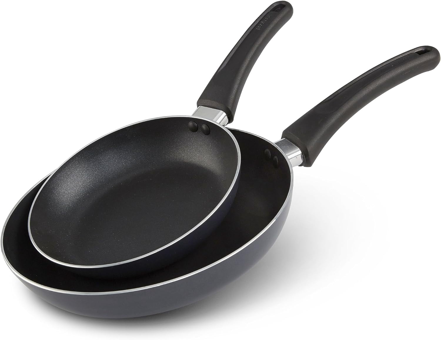 Nonstick Aluminum Frying Pan Set, 8" and 10", Black, Even Heating, Stay ...