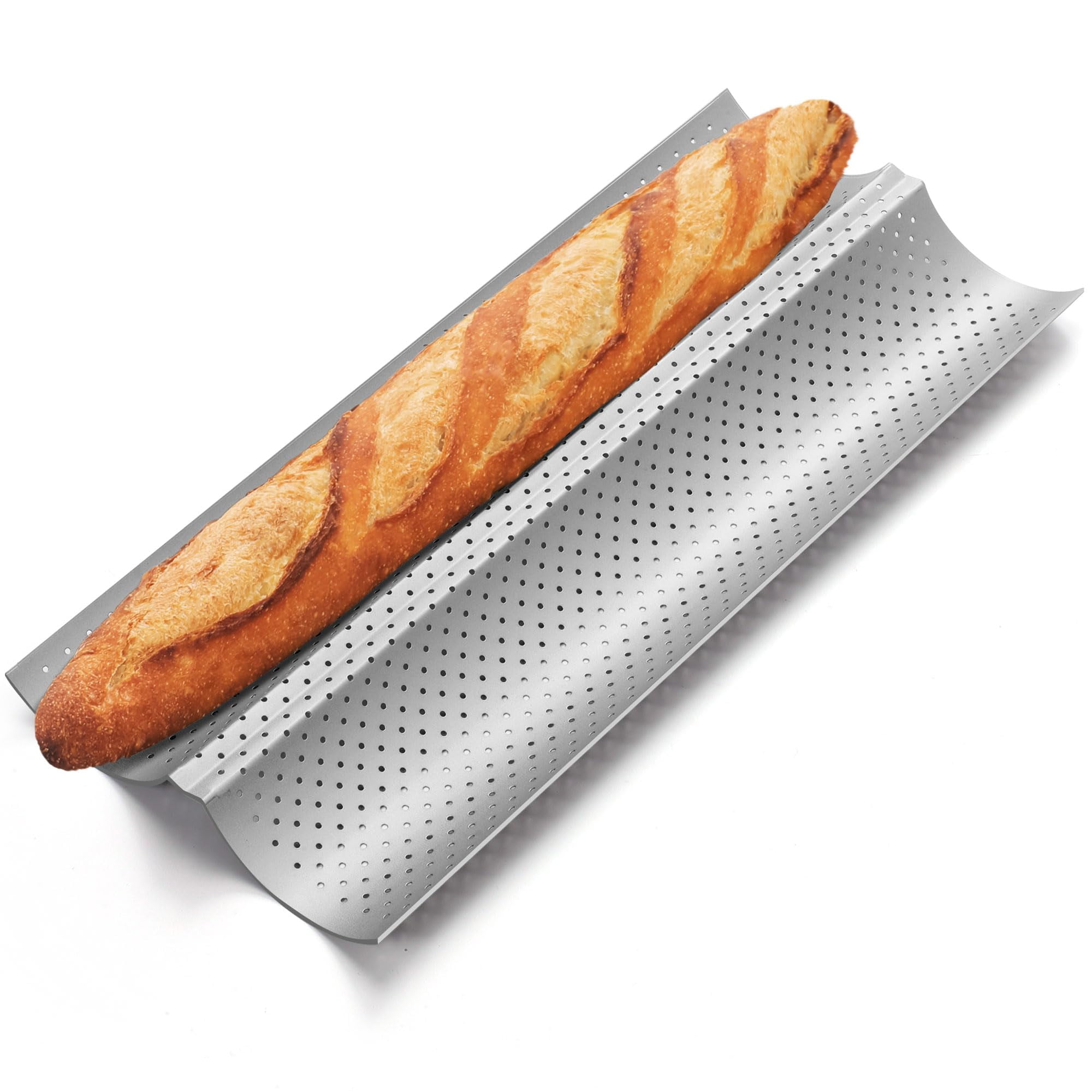 Nonstick Baguette Pan, Perforated French Bread Baking Tray, 2 Loaves ...