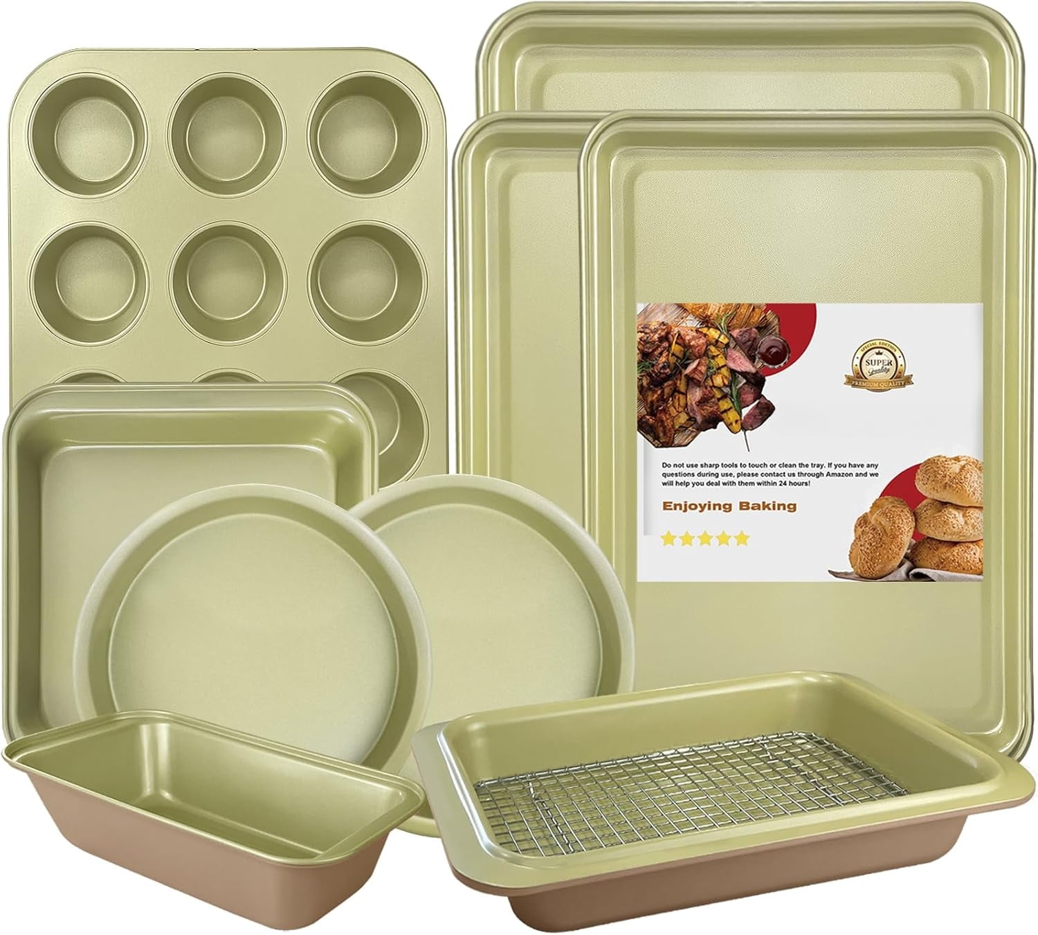 Nonstick Bakeware Set , Professional Kitchen Bicolor Baking Pans Set ...