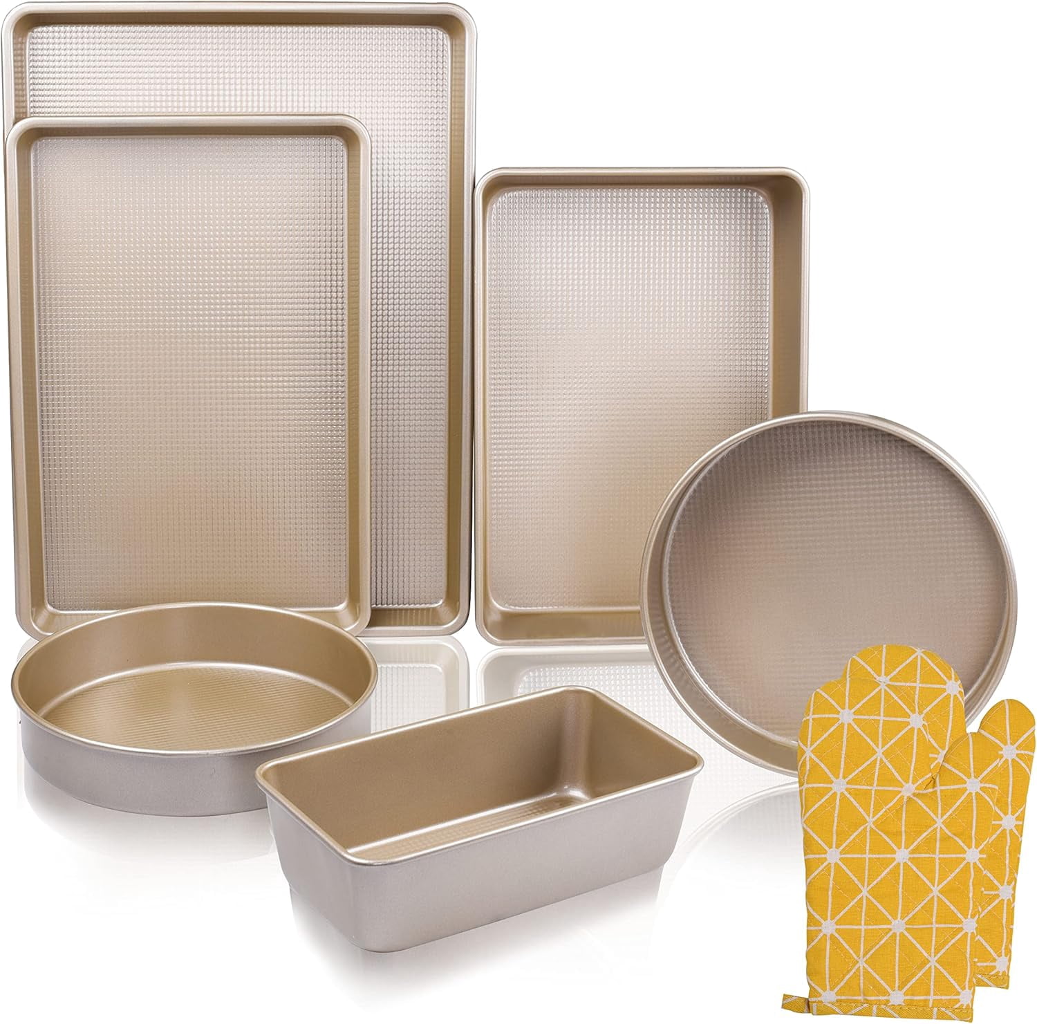 Nonstick Bakeware Sets Textured 6-Piece with Cookie Sheet Set, Roasting ...
