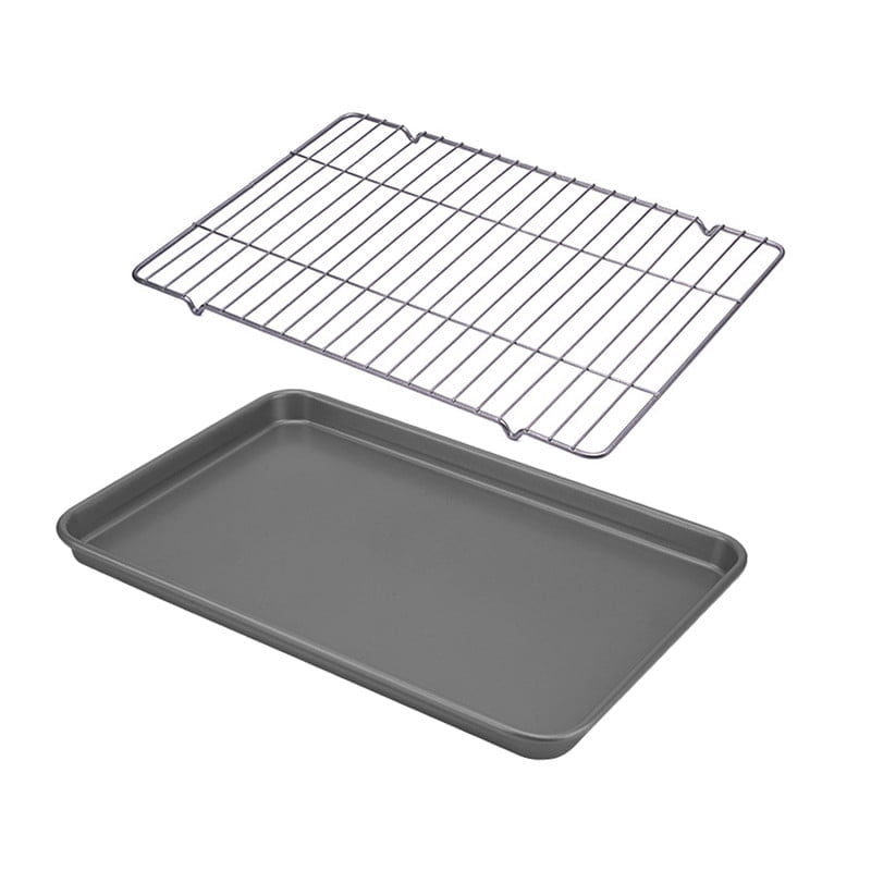 Nonstick Carbon Steel Baking Pan & Raised Wire Rack –13”x9” Pizza ...