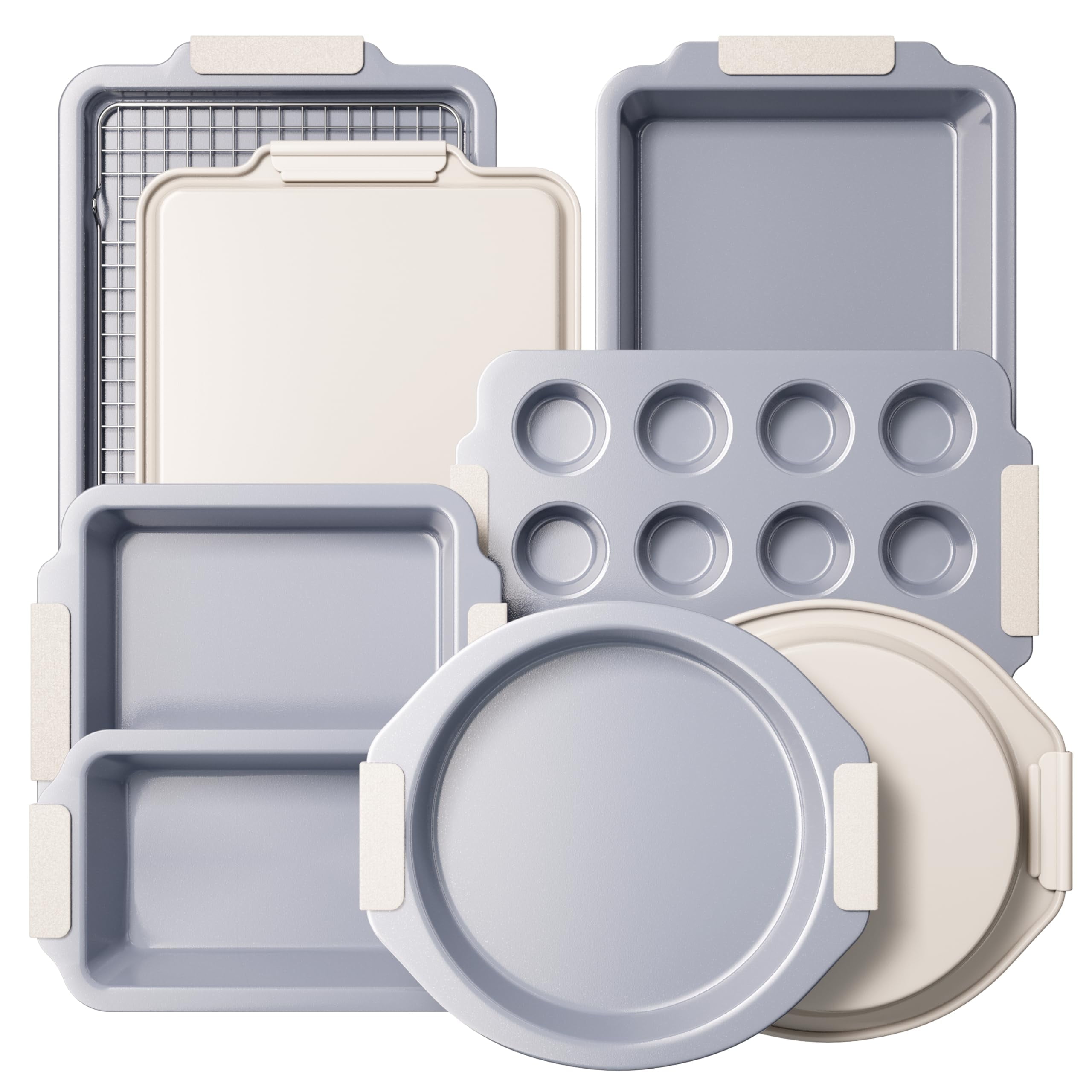Nonstick Ceramic Bakeware Set (9 Pieces),Heavy Duty Aluminized Steel ...