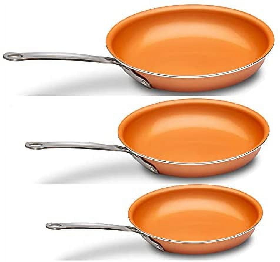 Nonstick Ceramic Coated Frying Pan Set, 3 Pcs (8,10 & 12), Eco Friendly ...