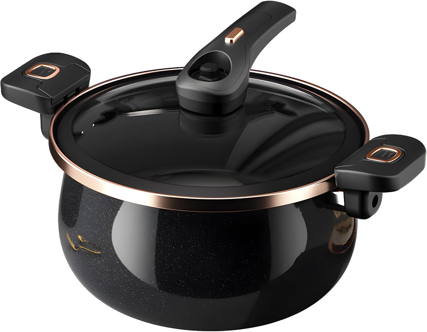 Nonstick Ceramic Coated Sauce Pan with Lid Black Crock Pot with Twist ...