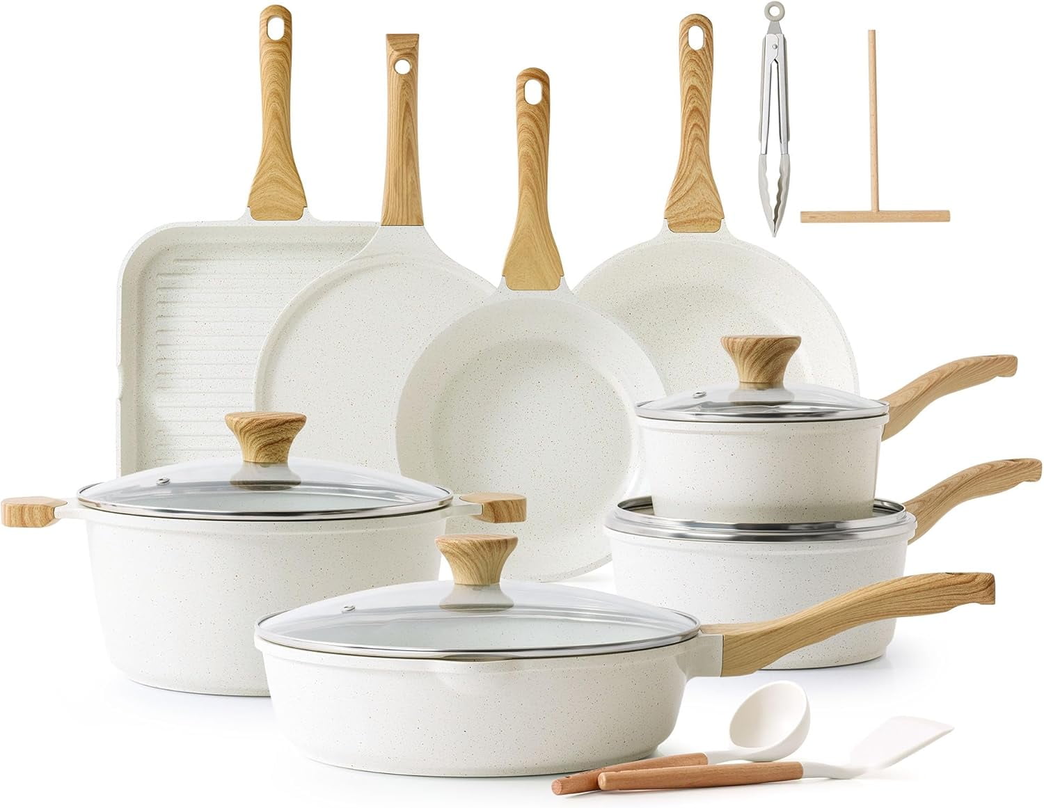 Nonstick Ceramic Cookware Set 23-Piece, Healthy Pots and Pans Set, Non ...