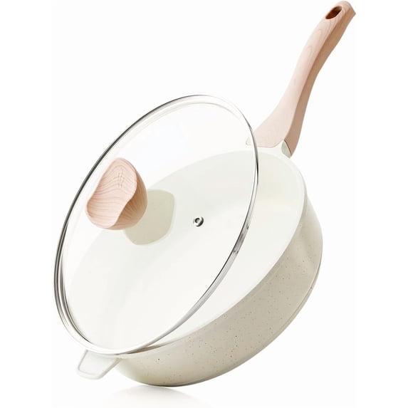 Nonstick Ceramic Deep Frying Pan, 10 Inch Non Skillet with Lid, Cooker ...