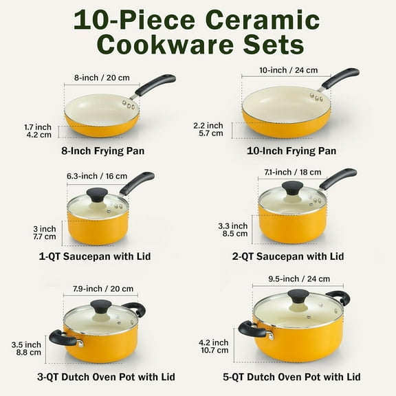 Gotham Steel 15 Pc Ceramic Pots and Pans Set Non Stick, Kitchen ...