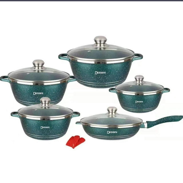 12-Piece Italian Made Nonstick Aluminum Ceramic Cookware Set, Die-Cast ...