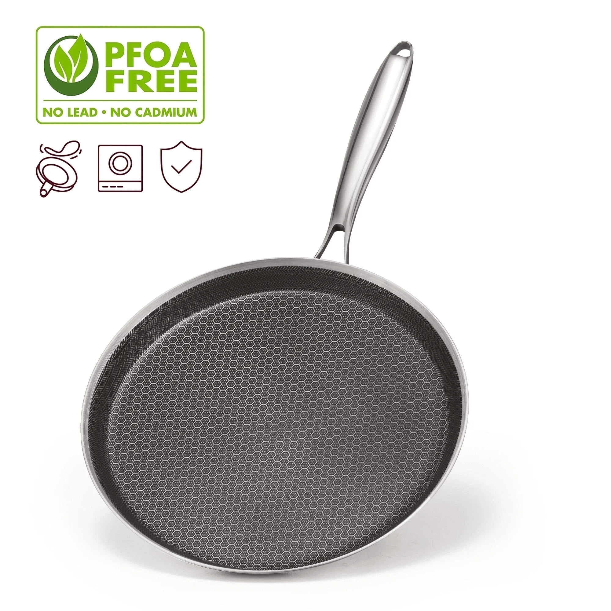 11 Inch Stainless Steel Frying Pan Nonstick Crepe Pan , Honeycomb ...
