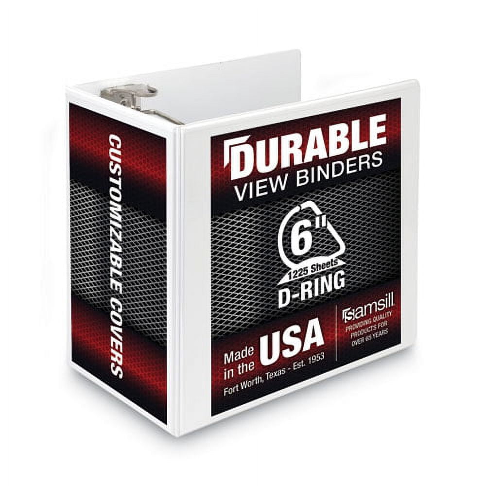 "Nonstick D-Ring View Binder, 3 Rings, 6"" Capacity, 11 X 8.5, White ...