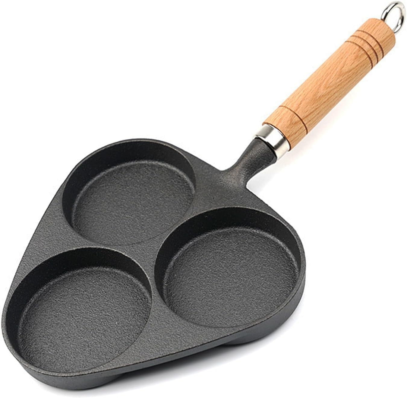 Nonstick Frying Pan,3-Cup Cast Iron Egg Pan Divided Grill Pan with ...